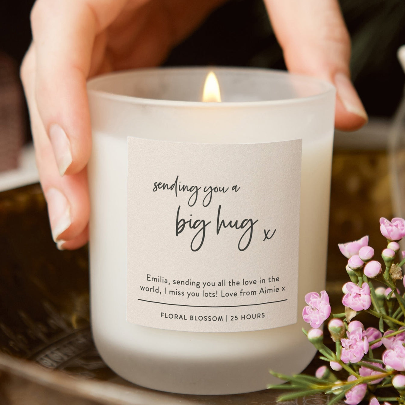 Thinking of You Gift Big Hug Script Candle – Kindred Fires